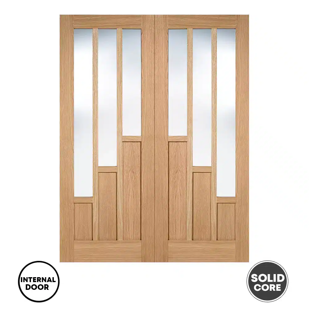 LPD Internal Door Oak Glazed Clear Coventry Pairs Prefinished – ZDoors