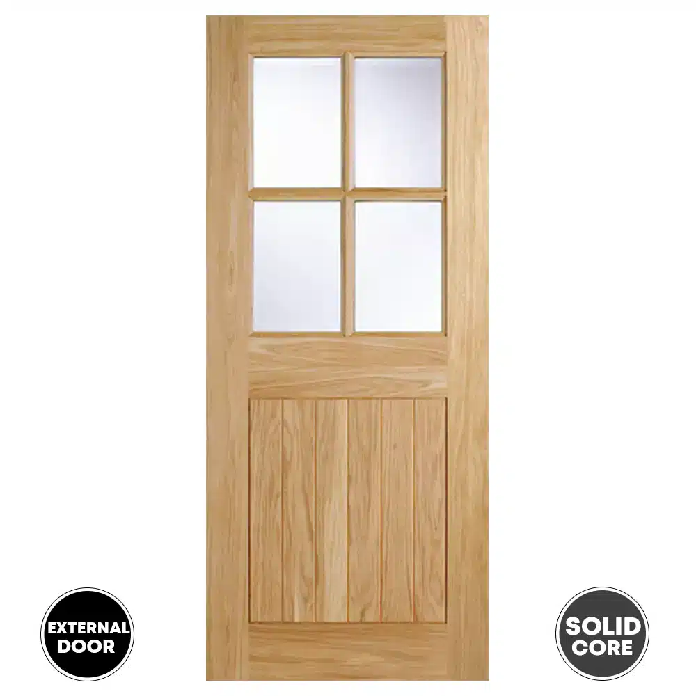 LPD Door Cottage Clear Double Glazed 4 Panel - Oak – ZDoors