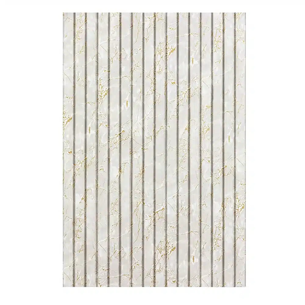 Luxury White Marble Media Wall With Gold Veins Wood Panel – ZDoors
