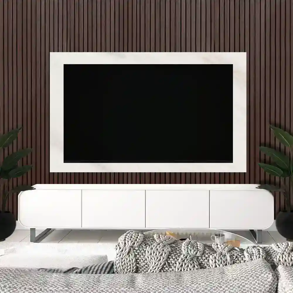 Bespoke Media Wall F812 White Levanto Marble TV Wall Panel – ZDoors