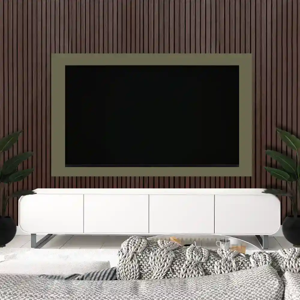 Wooden TV Panel Media Wall EGGER Board Agave Green – ZDoors