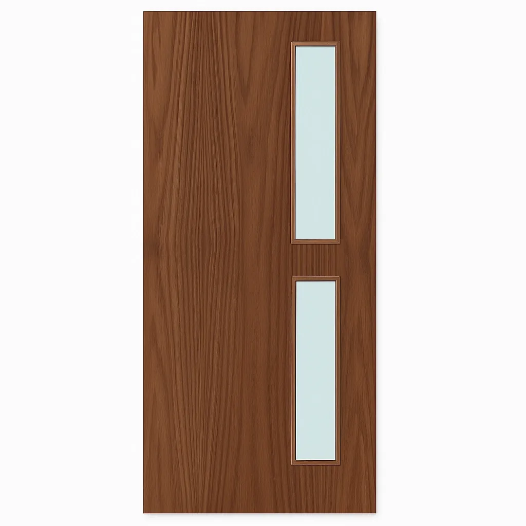 PREMDOR Walnut 2L 16G Side Glazed Pre-Finished Internal Office Door ...